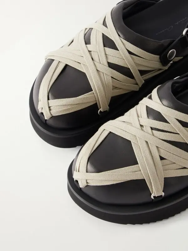 Rick Owens Megalace Platform Leather Mules - Black