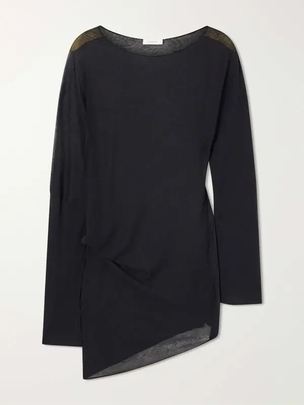RUOHAN Cobia Asymmetric Gathered Cotton-gauze Blouse - Black
