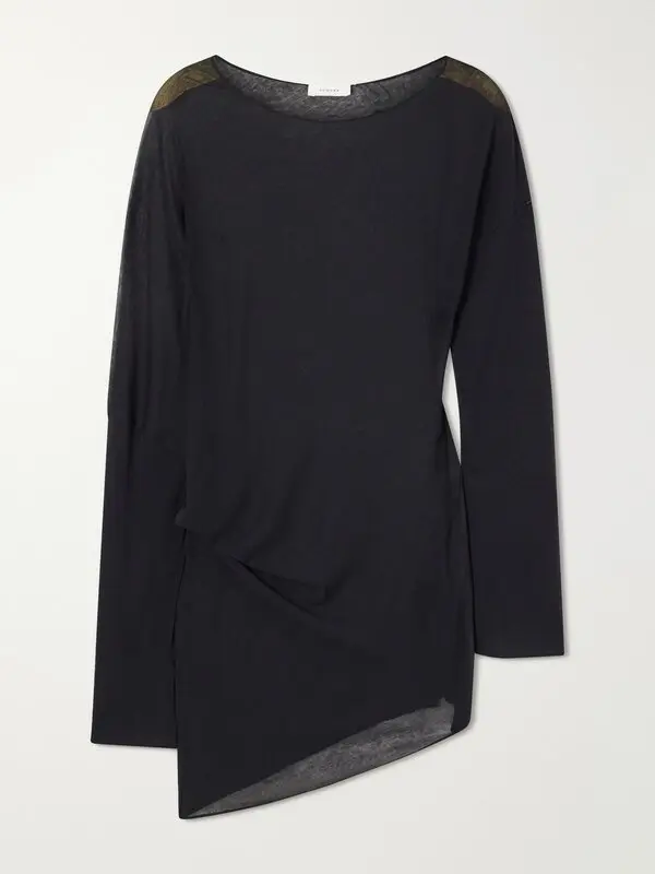 RUOHAN Asymmetric Gathered Cotton-gauze Blouse