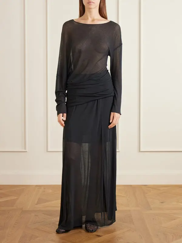 RUOHAN Asymmetric Gathered Cotton-gauze Blouse