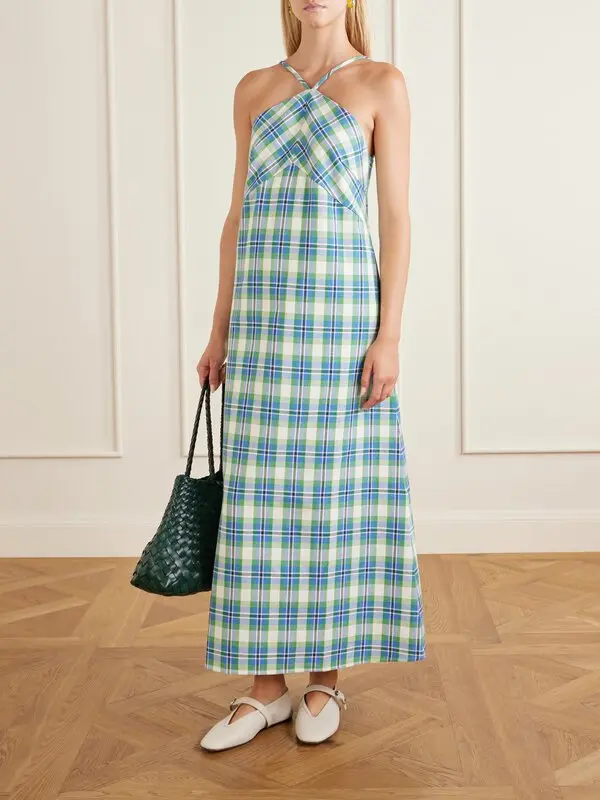 Rosie Assoulin Call Me Maybe" Checked Cotton Maxi Dress