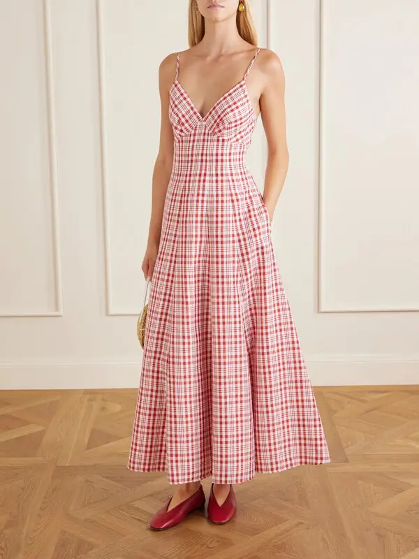 Rosie Assoulin Checked Jersey Maxi Dress - Red