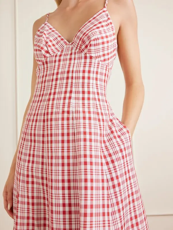 Rosie Assoulin Checked Jersey Maxi Dress - Red