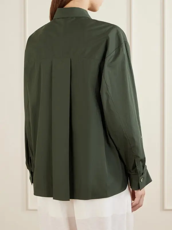 TWP Asymmetric Cotton Wrap Shirt - Green
