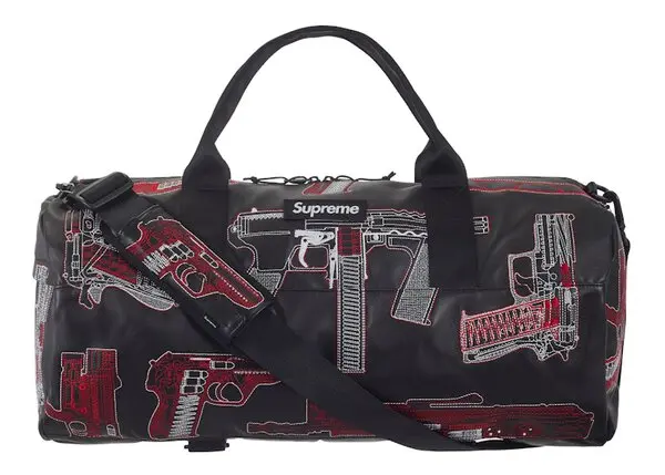 Supreme Guns Embroidered Leather Duffle Bag
