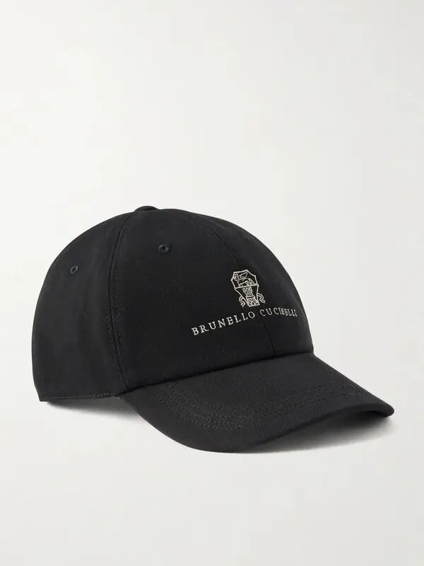 Brunello Cucinelli Logo-embroidered Cotton-twill Baseball Cap - Black
