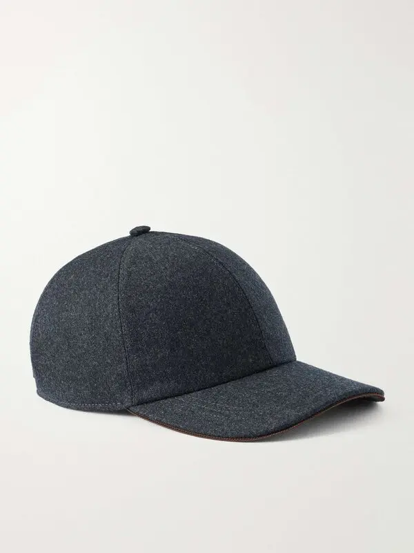Canali Logo-appliquéd Wool Cap - Gray