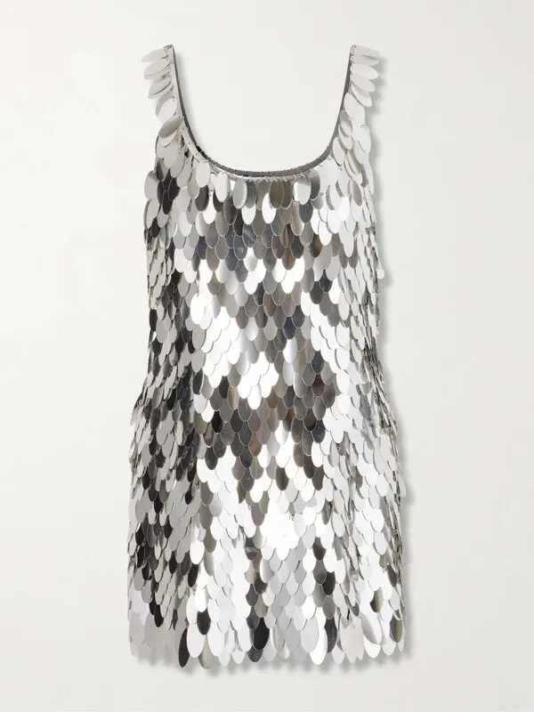 Rabanne Sequined -tone Chainmail Mini Dress