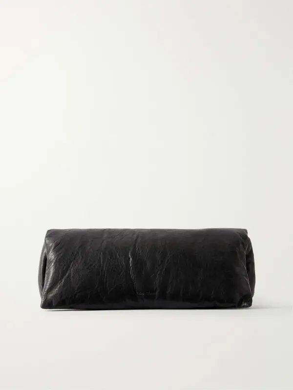 Rick Owens Baguette Logo-debossed Crinkled Leather Clutch