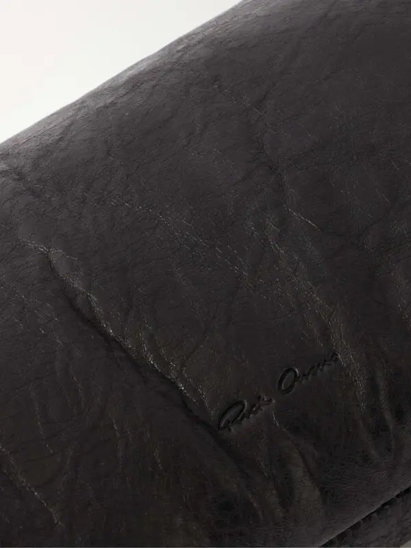 Rick Owens Baguette Logo-debossed Crinkled Leather Clutch
