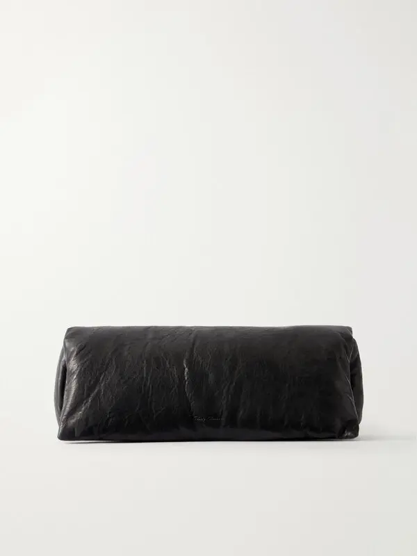 Rick Owens Baguette Logo-debossed Crinkled Leather Clutch - Black