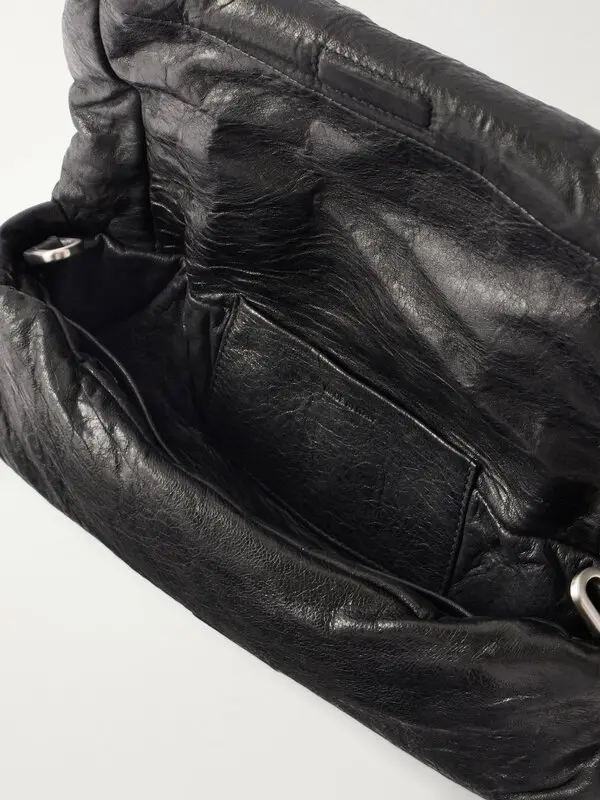 Rick Owens Baguette Logo-debossed Crinkled Leather Clutch