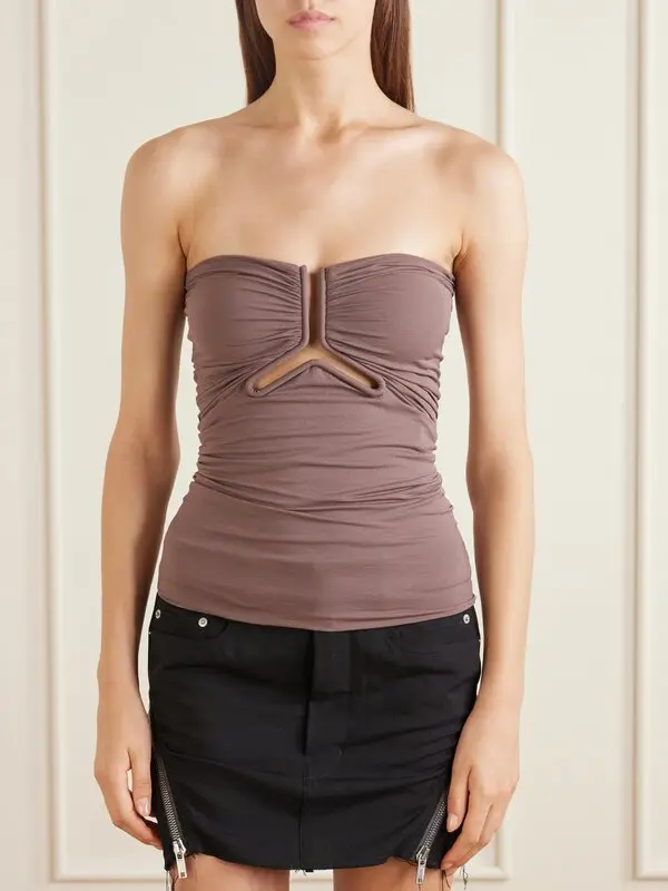 Rick Owens Alannah Strapless Cut-out Stretch-jersey Top - Purple