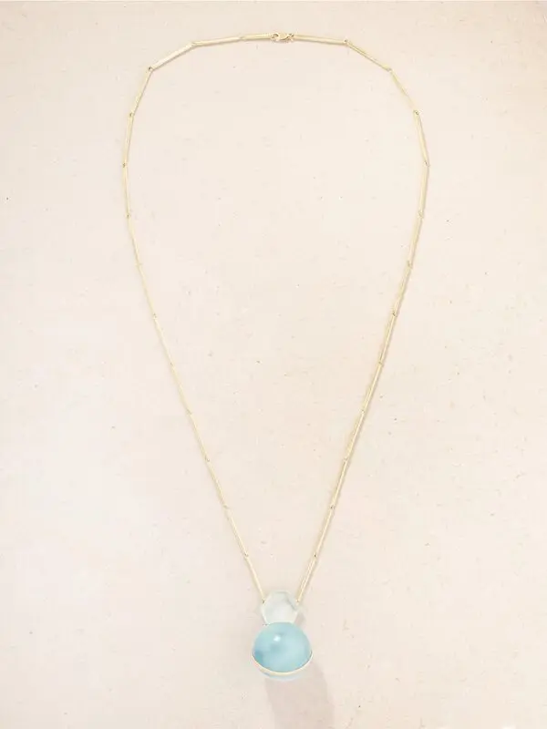 Marisa Klass 18-karat Yellow Gold And Aquamarine Necklace