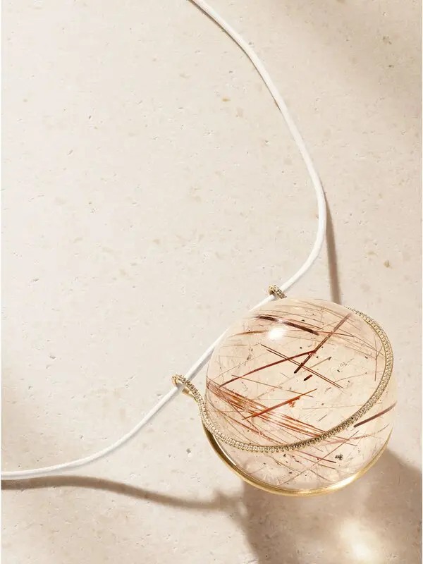 Marisa Klass 18-karat White Gold, Leather And Quartz Pendant Necklace