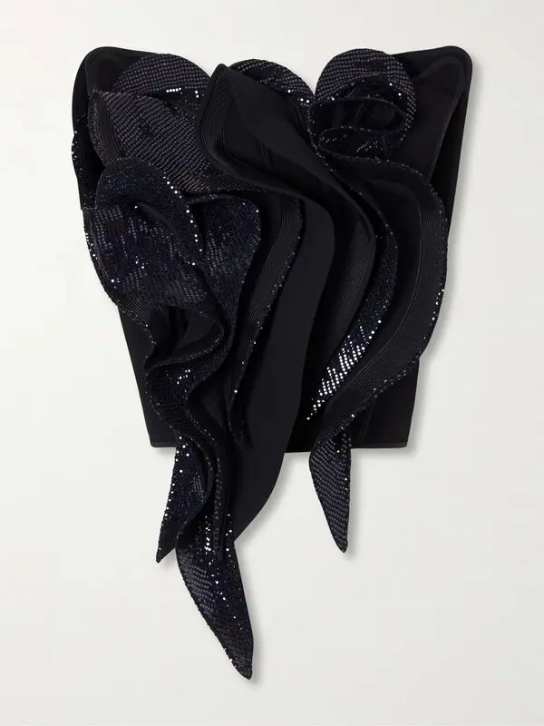 Maticevski Lavish Bodice Sequin-embellished Georgette Blouse