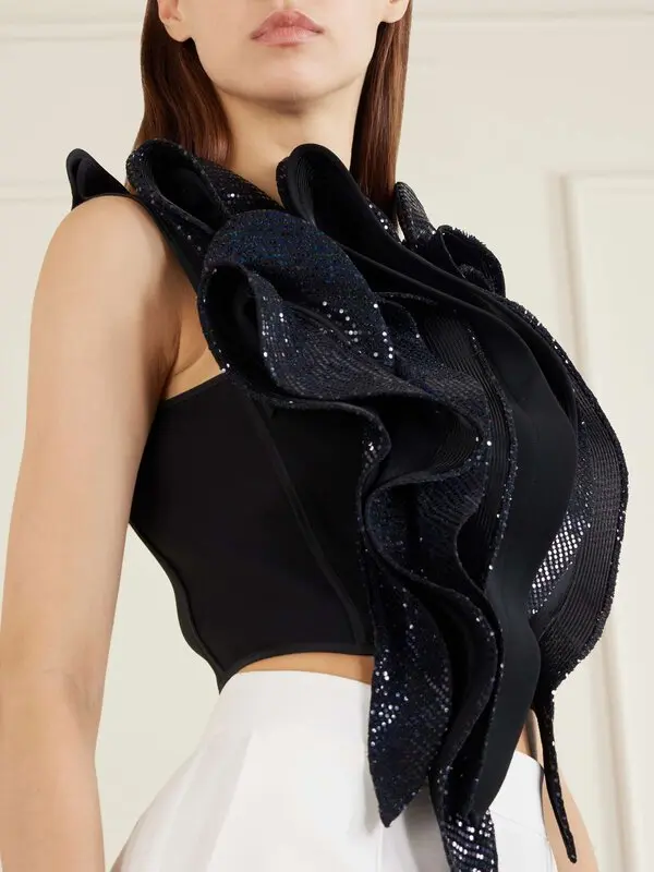 Maticevski Lavish Bodice Sequin-embellished Georgette Blouse