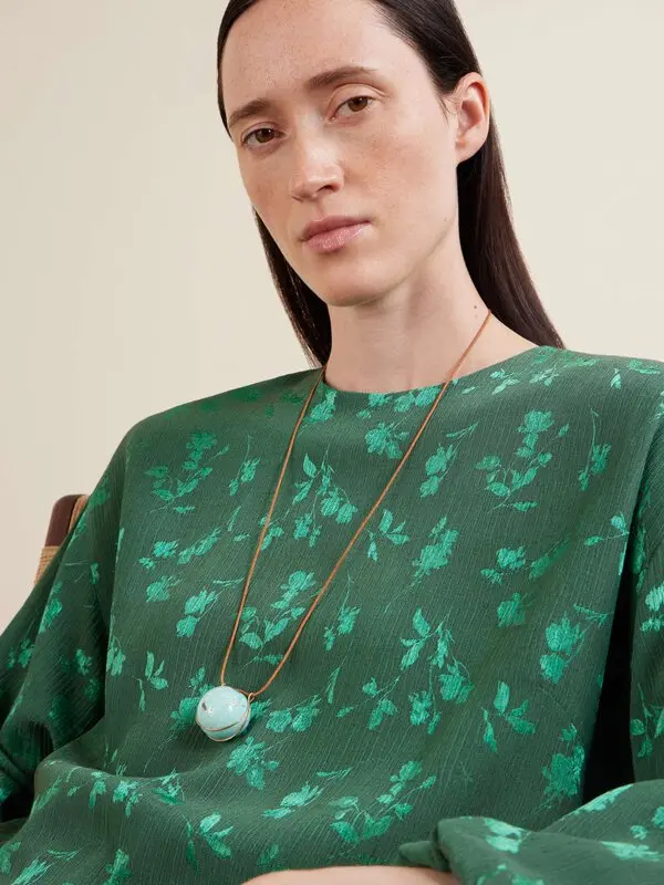 Marisa Klass 18-karat Gold, Turquoise And Leather Necklace