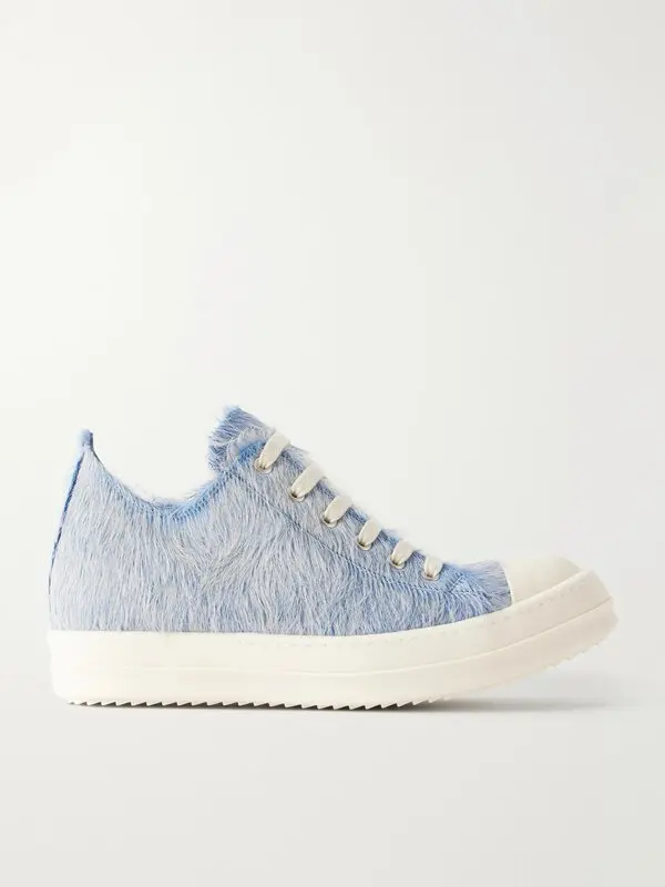 Rick Owens Ramones Calf-hair And Leather Sneakers - Blue