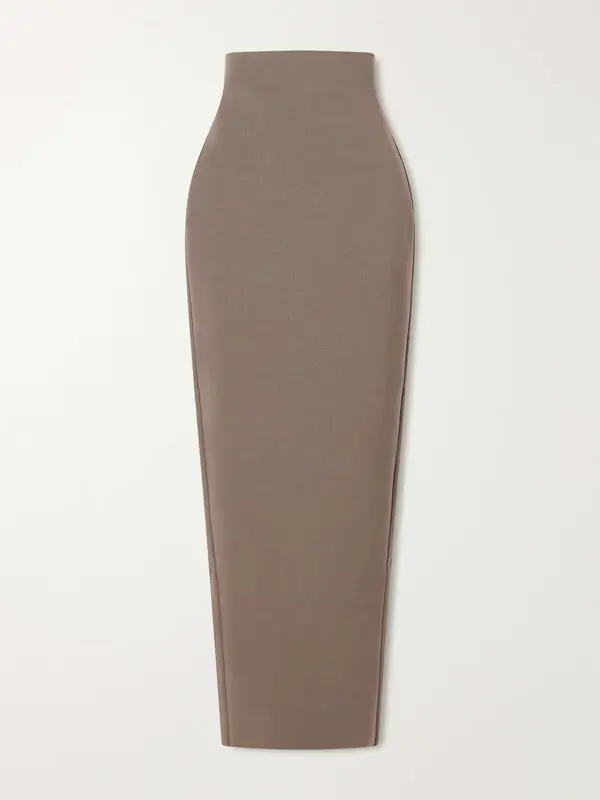 Rick Owens Dirt Pillar Stretch Wool-blend Midi Skirt