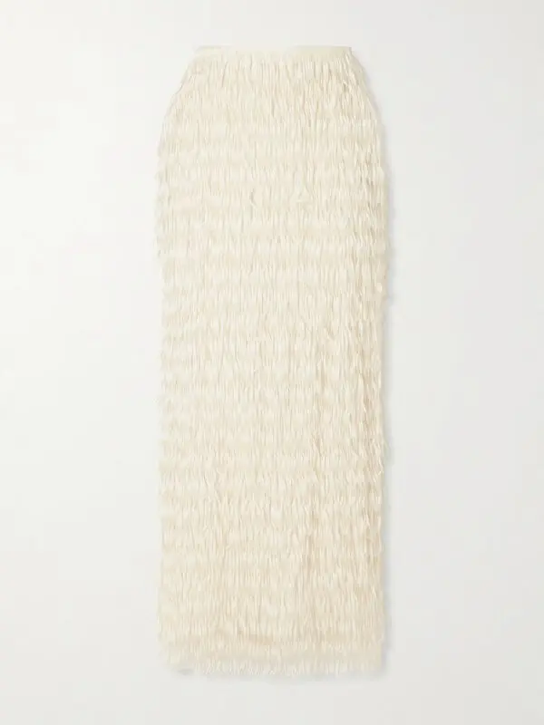 Maticevski Fringed Satin Midi Skirt