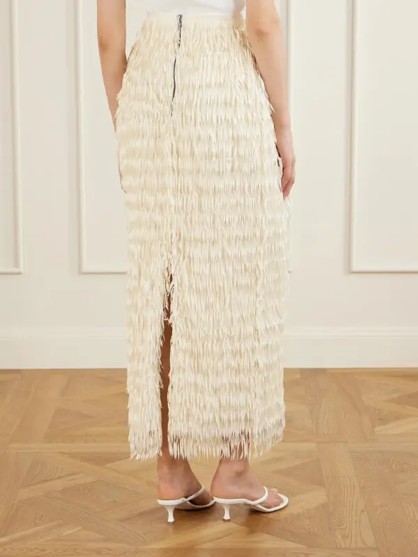 Maticevski Fringed Satin Midi Skirt