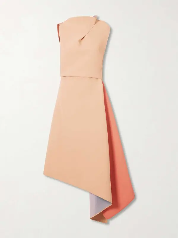 Maticevski Lash Cape-effect Two-tone Faille Midi Dress
