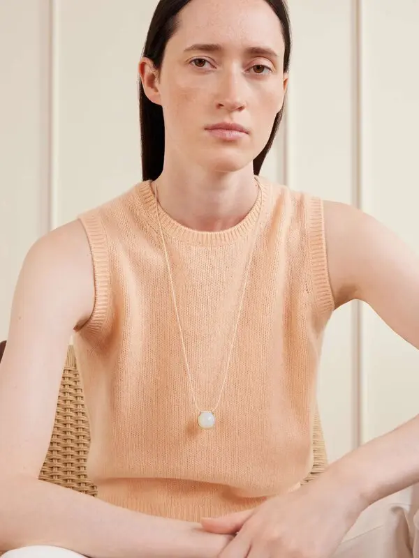Marisa Klass 18-karat Gold, Moonstone And Leather Necklace