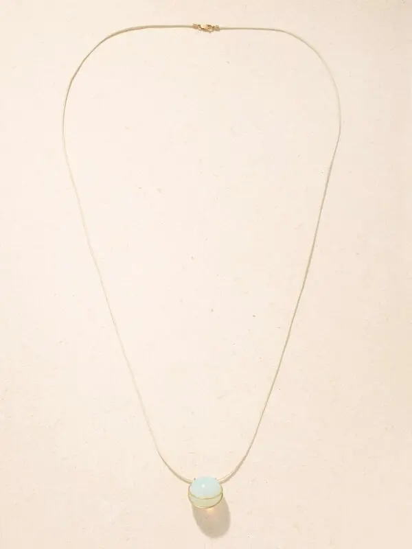 Marisa Klass 18-karat Gold, Moonstone And Leather Necklace