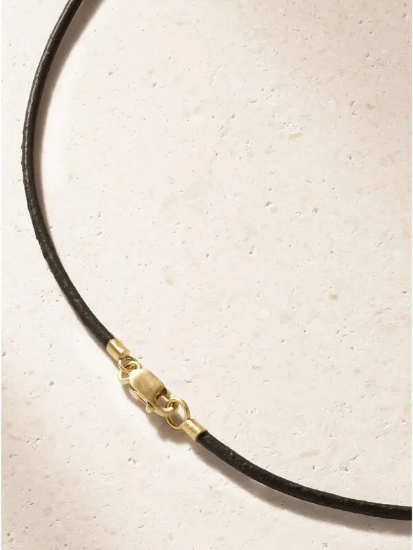 Marisa Klass 18-karat Gold, Amethyst And Leather Necklace