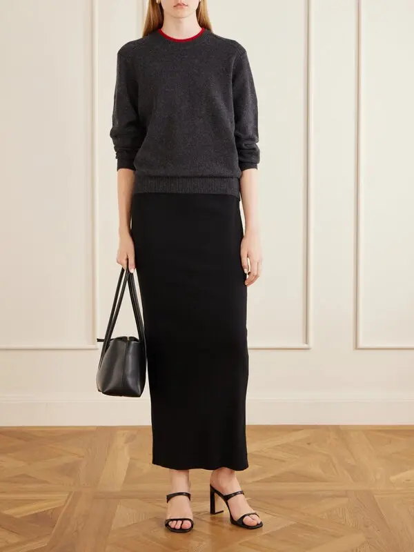 Loulou De Saison Otis Ribbed Cashmere Sweater - Gray