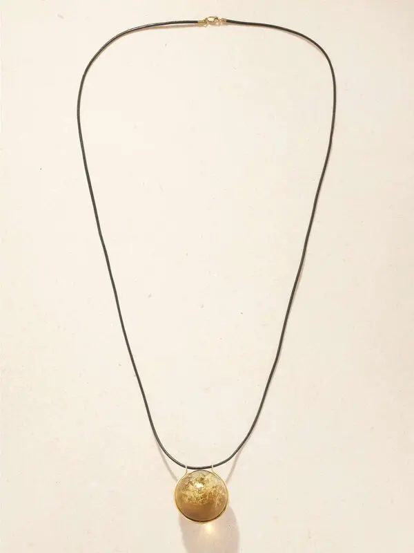 Marisa Klass 18-karat Gold, Citrine And Leather Necklace