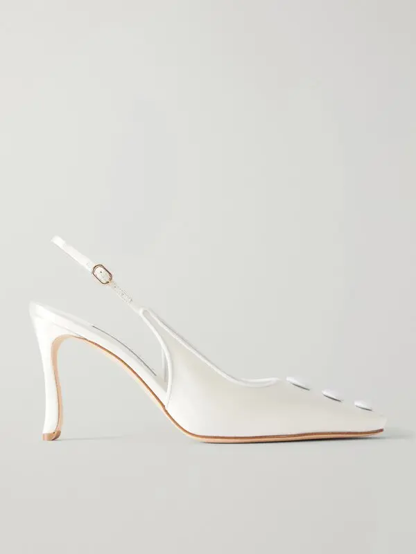 Manolo Blahnik Alexa 90 Embellished Satin Pumps - White
