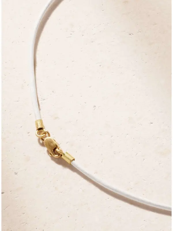 Marisa Klass 18-karat Gold, Fluorite And Leather Necklace