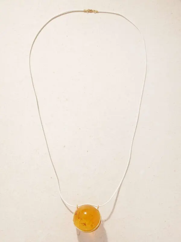 Marisa Klass 18-karat Gold, Fluorite And Leather Necklace