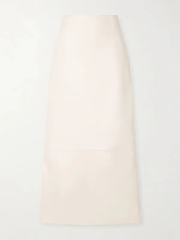 Loulou De Saison Inga Paneled Leather Midi Skirt - Neutrals