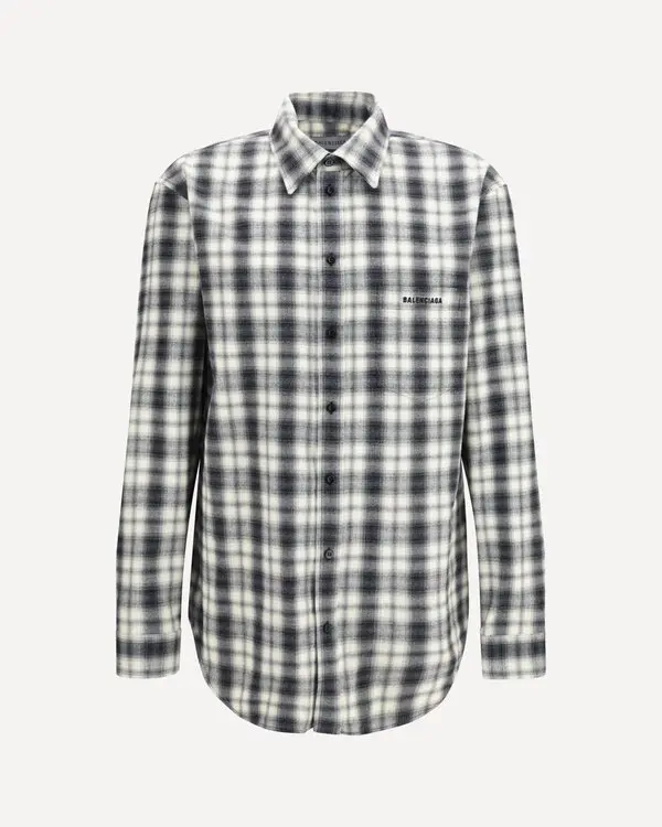 Balenciaga Checked Cotton Flannel Shirt - Multicolour