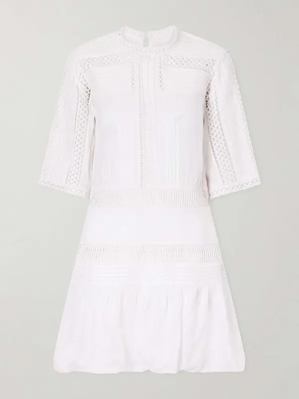 MARANT ETOILE Paige Lace-trimmed Woven Mini Dress