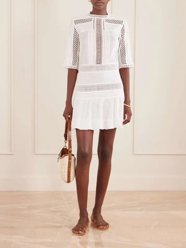 MARANT ETOILE Paige Lace-trimmed Woven Mini Dress