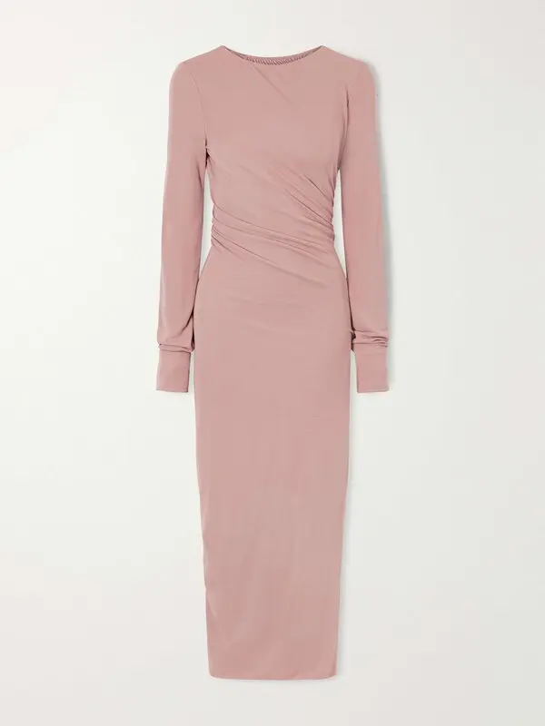 LANVIN Draped Crepe-jersey Midi Dress - Pink