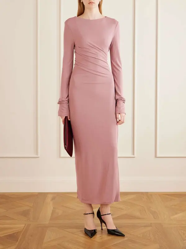 LANVIN Draped Crepe-jersey Midi Dress
