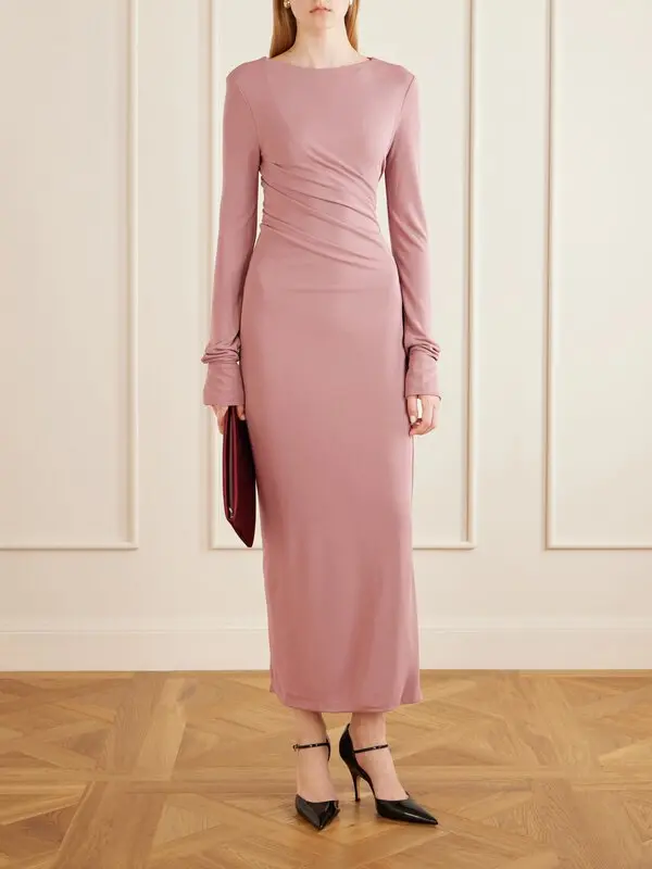 LANVIN Draped Crepe-jersey Midi Dress
