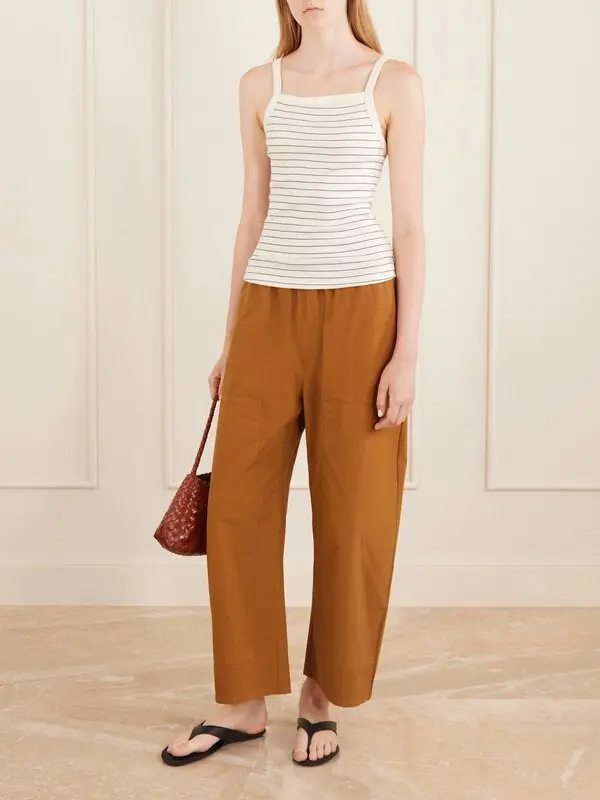LESET Striped Ribbed Cotton Tank - White