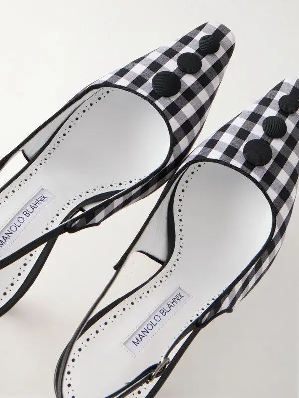 Manolo Blahnik Alexa 90 Embellished Gingham Slingback Pumps