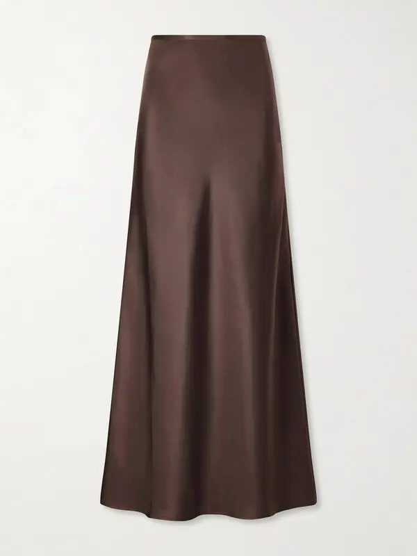Loulou De Saison Eli Silk Maxi Skirt - Brown