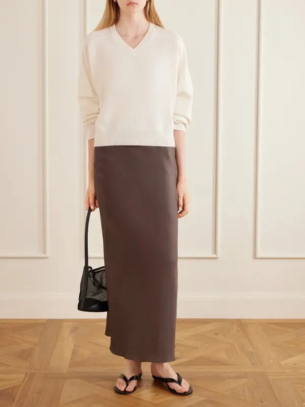 Loulou De Saison Eli Silk Maxi Skirt - Brown