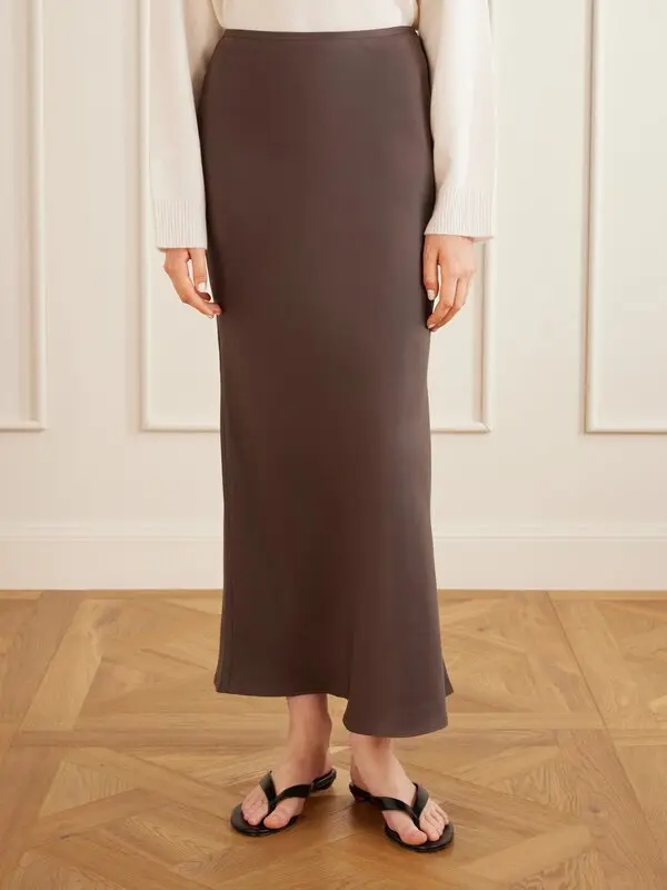 Loulou De Saison Eli Silk Maxi Skirt - Brown