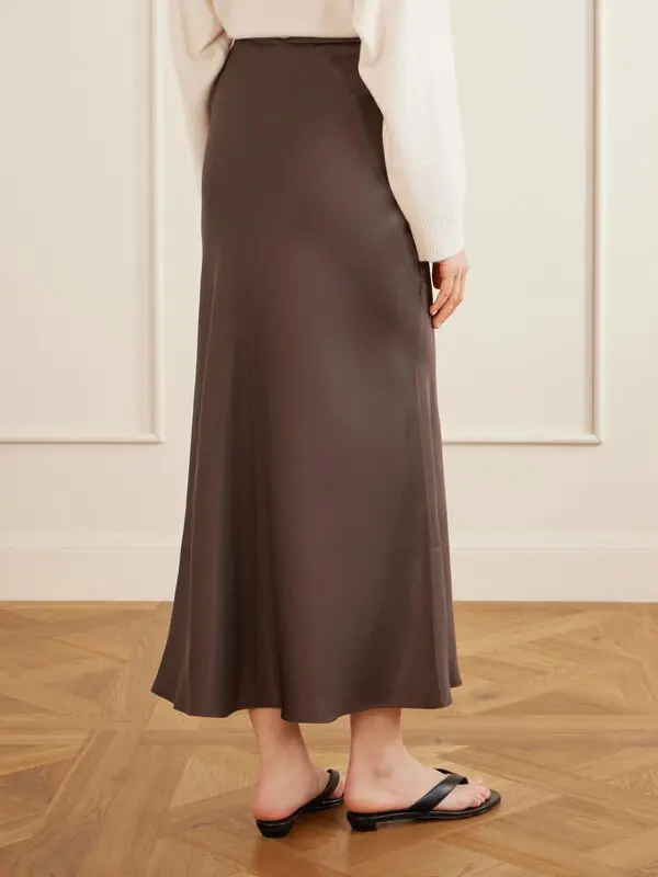 Loulou De Saison Eli Silk Maxi Skirt - Brown