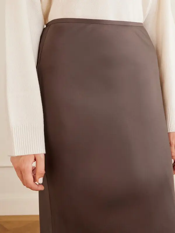 Loulou De Saison Eli Silk Maxi Skirt - Brown