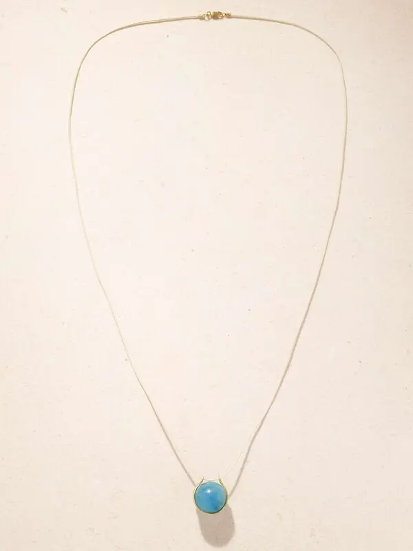 Marisa Klass 18-karat Gold, Aquamarine And Leather Necklace